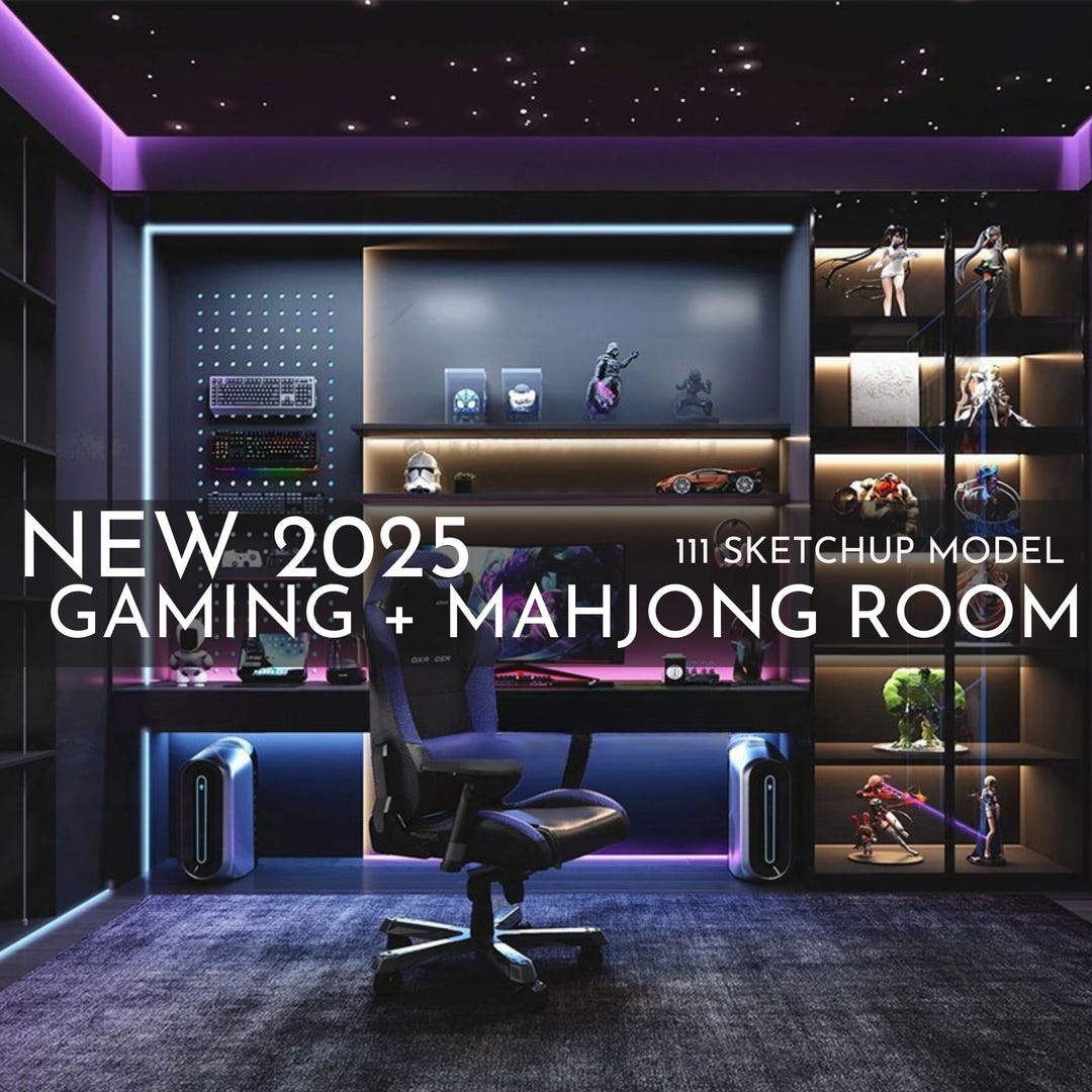 2025 NEW! 111 Gaming + Mahjong Room - Sketchup 3D Interior Design Model ...