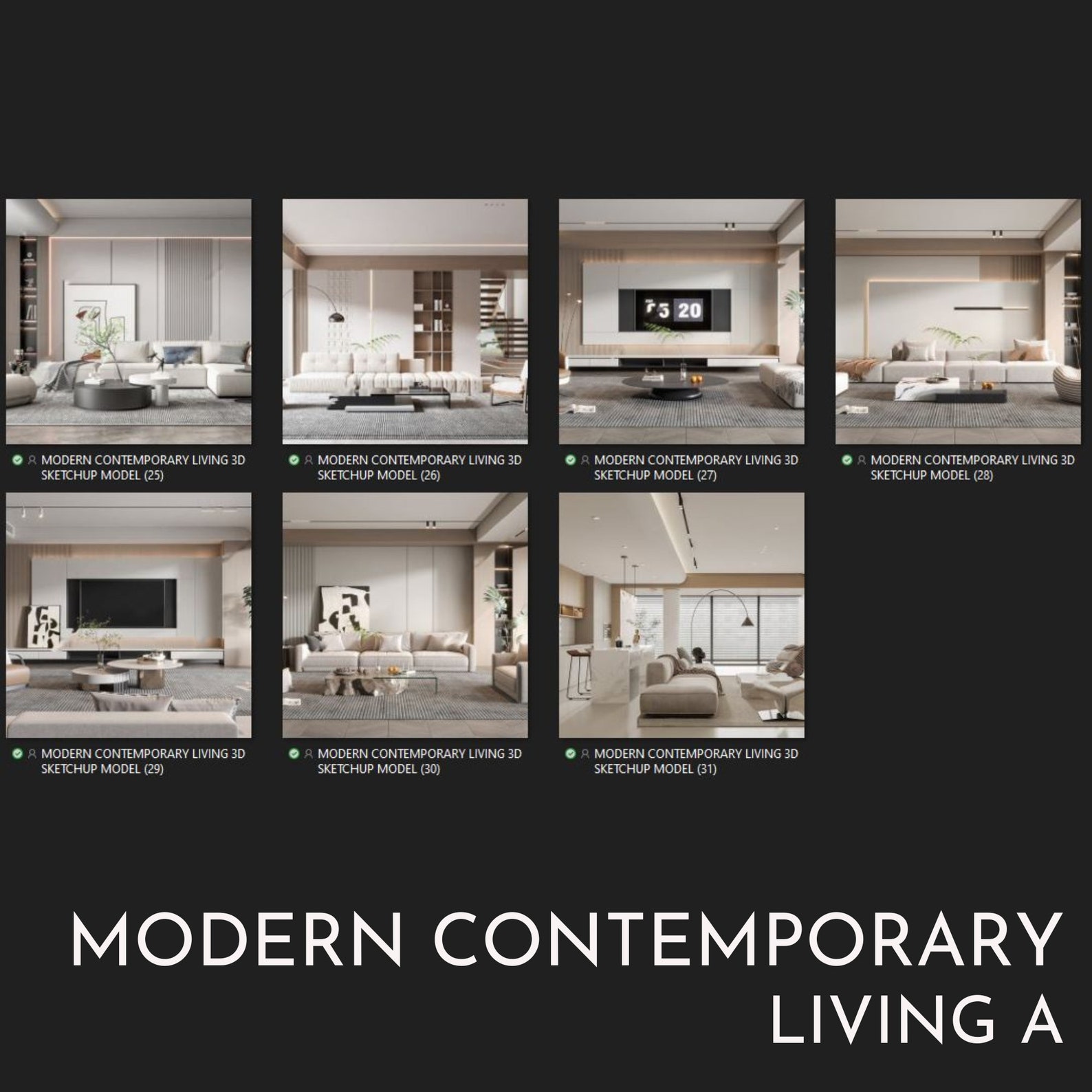 NEW! Modern Contemporary Living A - 31 Sketchup 3D Interior Design ...