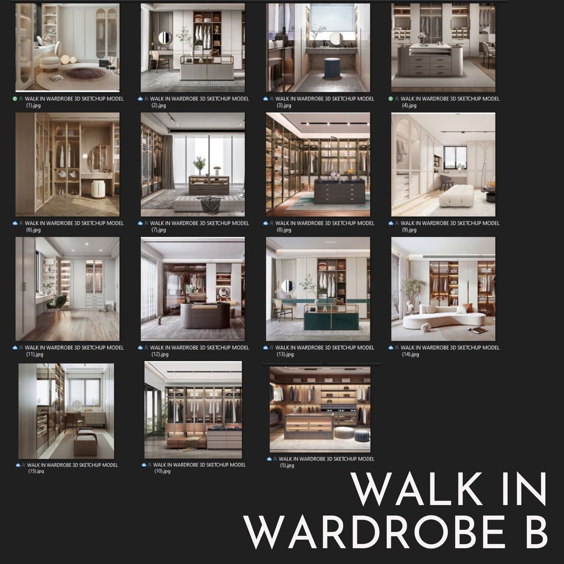 NEW Modern Walk in Wardrobe Sketchup Model Set B sketchup 3D Walk in ...