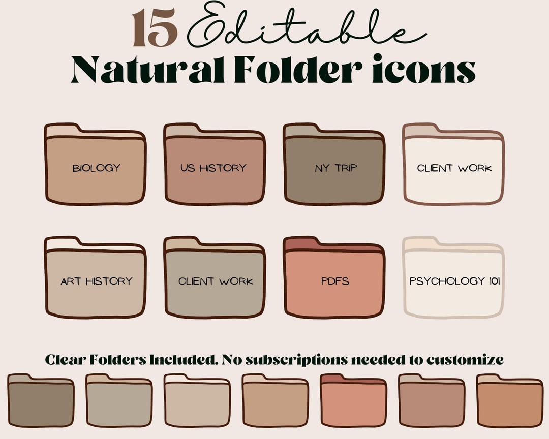 15 Hand-drawn Editable Desktop Folder Icons | Natural Nudes Folders ...