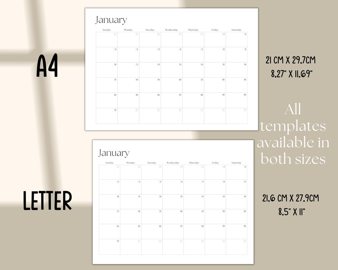 2022 Editable Monthly Planner Calendar Set A4/letter | Etsy