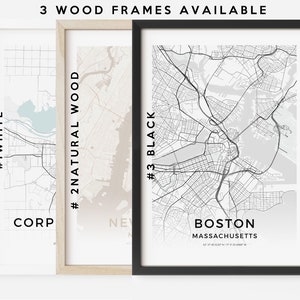 Personalized Printed & Framed Map Print, Set of Three, Map Prints ...