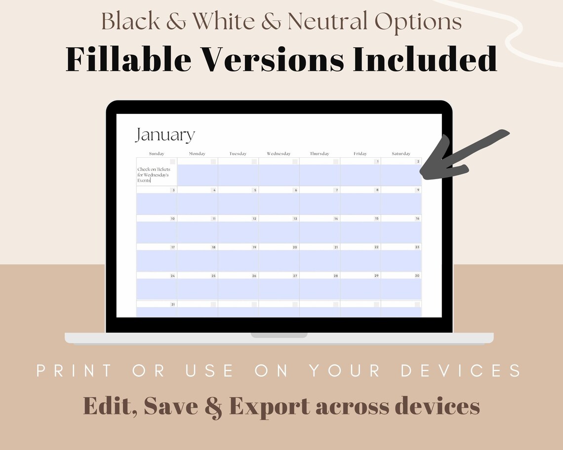 2022 Editable Monthly Planner Calendar Set A4/letter | Etsy