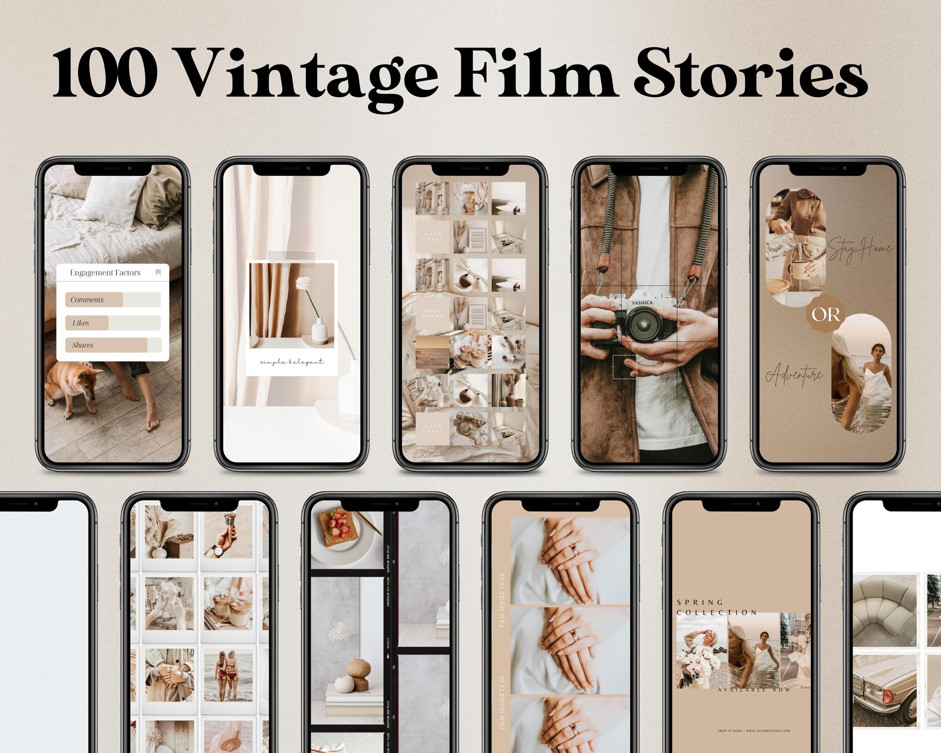 200 FILM Neutral Instagram Post & Reels Templates - Engagement - Story ...
