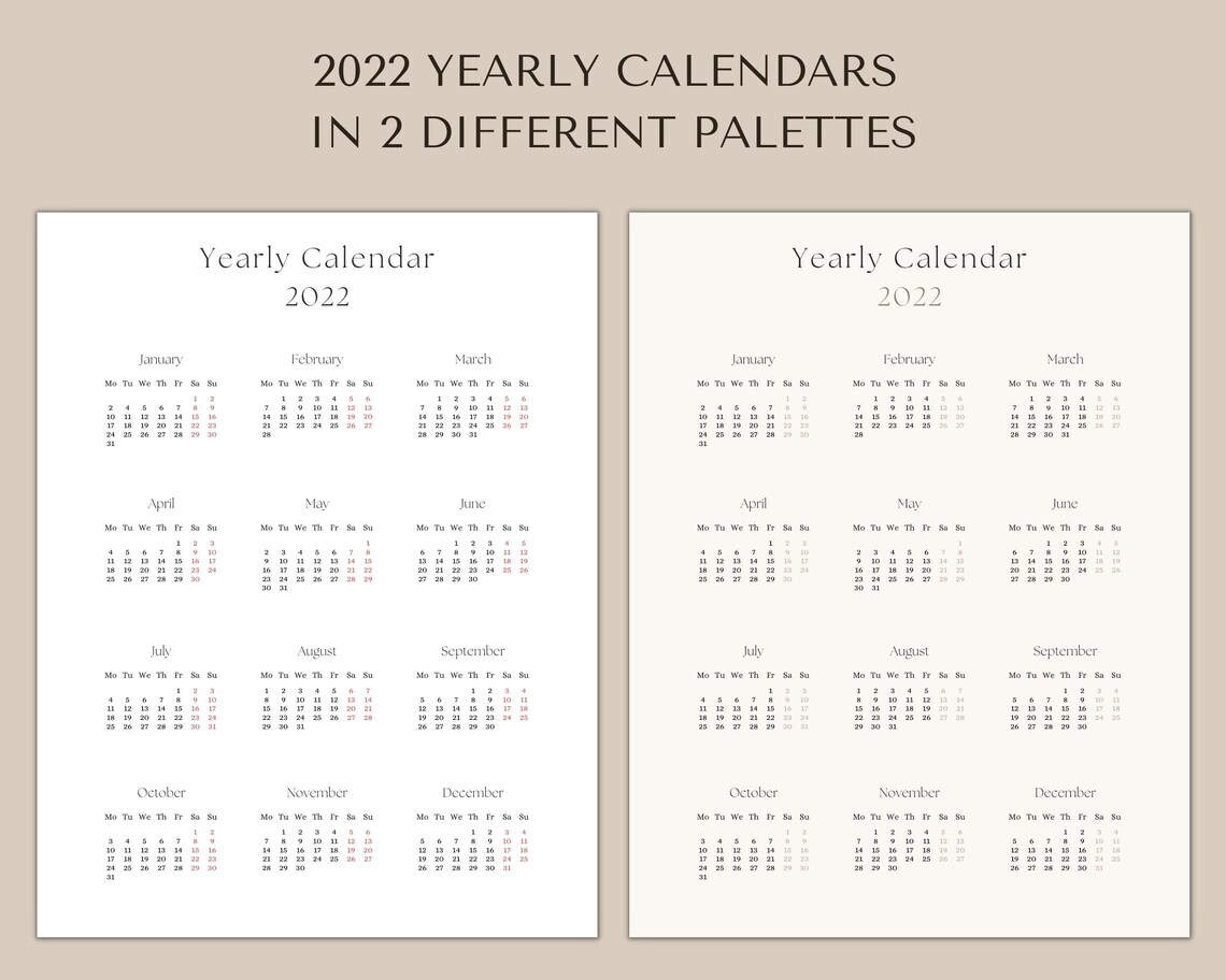 2022 Editable Monthly Planner Calendar Set A4/letter | Etsy