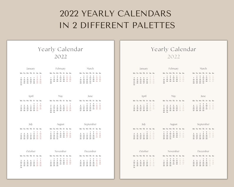 2022 Editable Monthly Planner Calendar Set A4/letter | Etsy