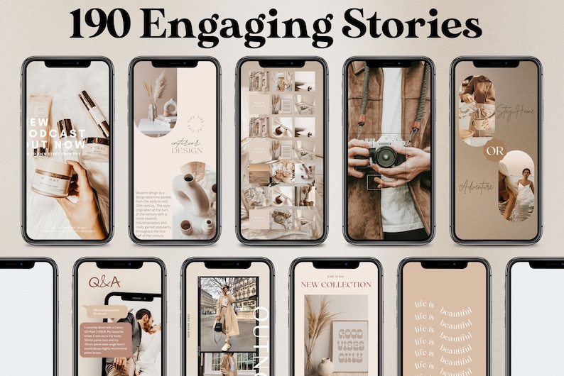 450 Neutral Instagram Post Templates Engagement Story - Etsy