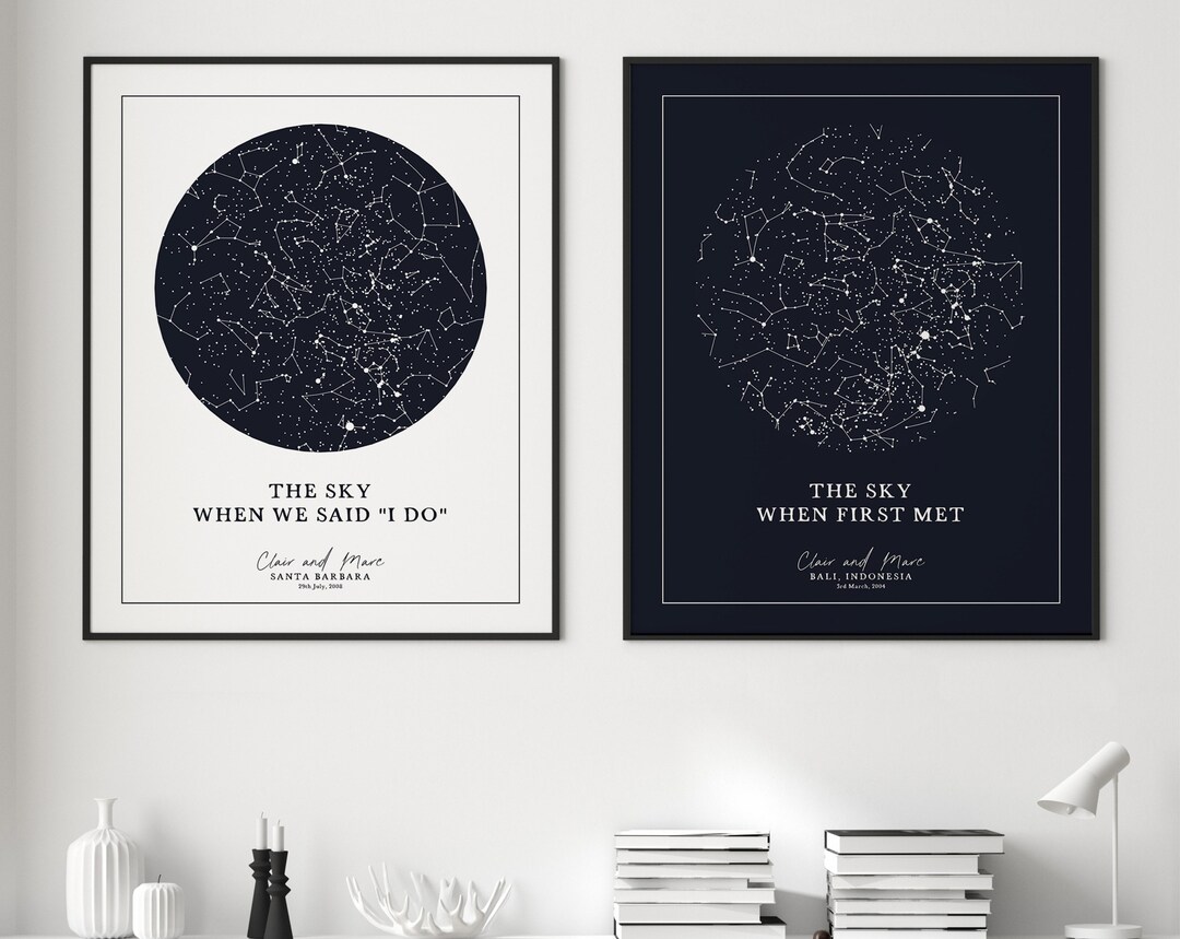 Custom Star Map Print, Anniversary Gift, the Night We Met, Night Sky ...