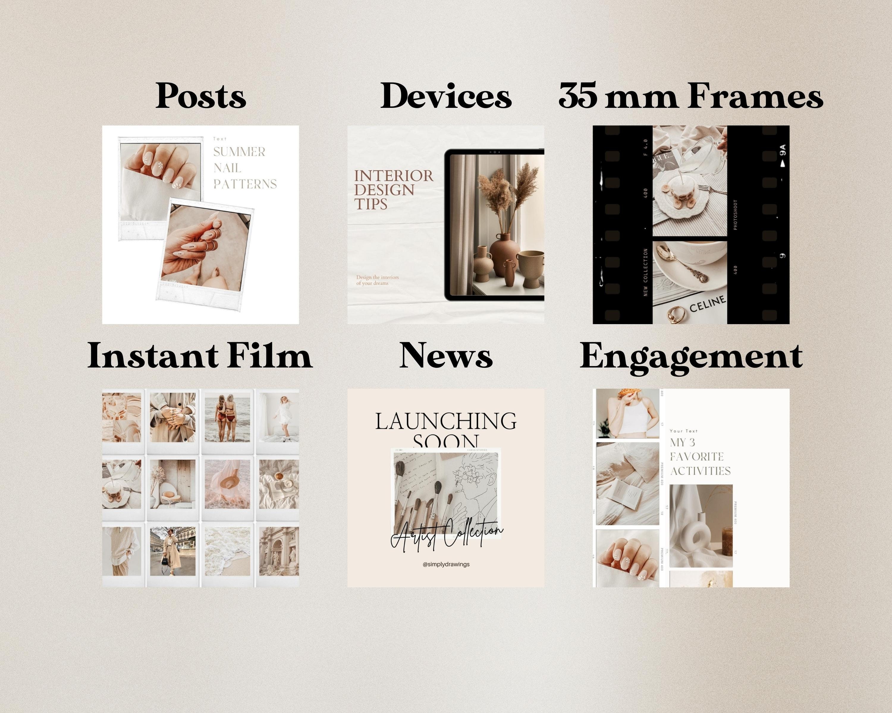 200 FILM Neutral Instagram Post & Reels Templates - Engagement - Story ...
