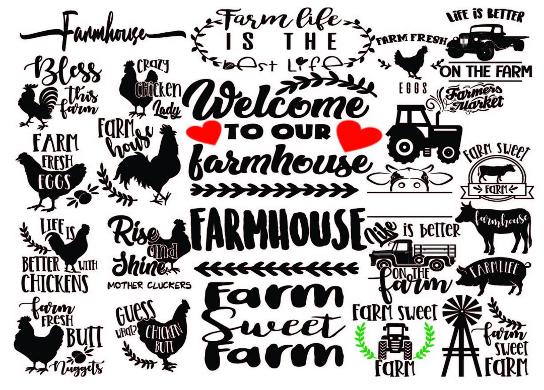 Farm Quotes Svg, Farming Svg, Farm Cut, Farmhouse Silhouette, Clipart ...
