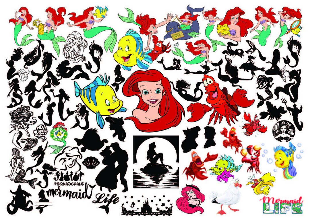 Little Mermaid PNG SVG Clipart, Cute Mermaids, Mermaid Clipart, Cricut ...