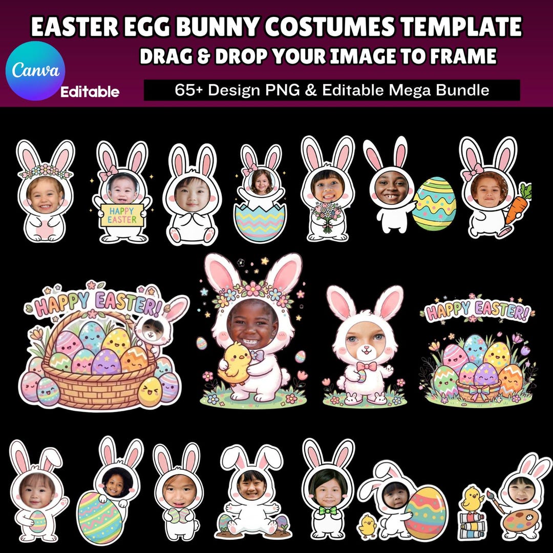 60+ Easter Bunny Photo Template Add Face Activity, Bulletin Board Decor ...