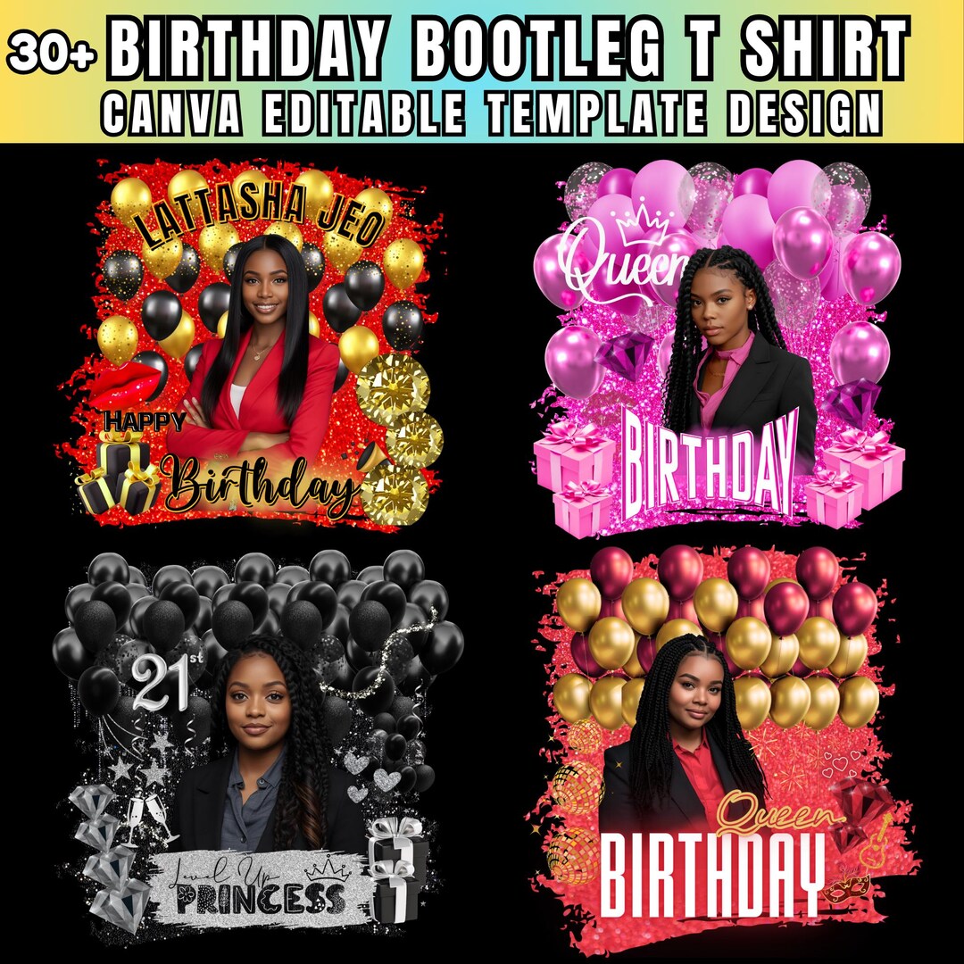 Birthday Bootleg Canva Editable Template, Custom Birthday Design ...