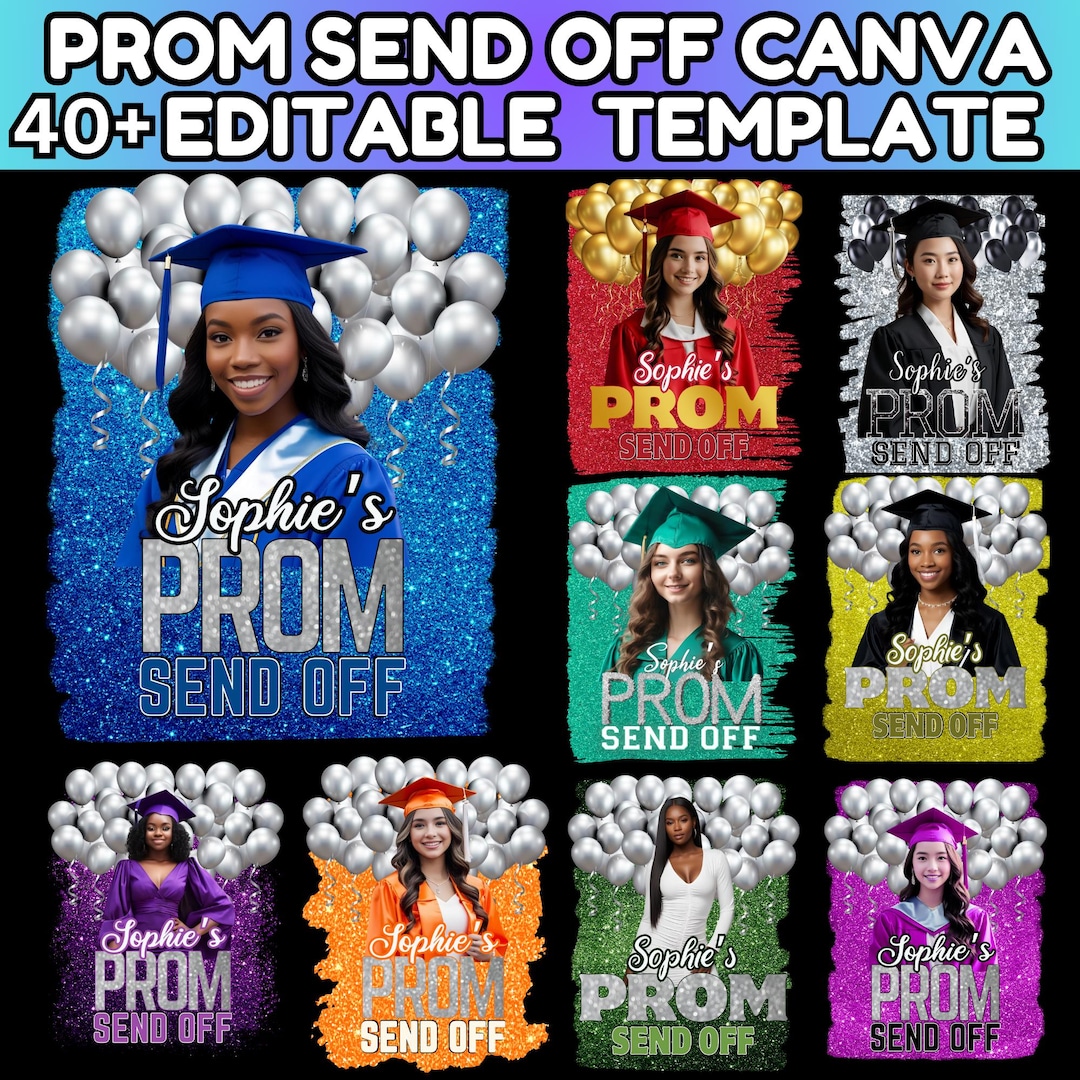 40+ Prom Send off 2025 Canva Editable Bundle, High School Graduation ...