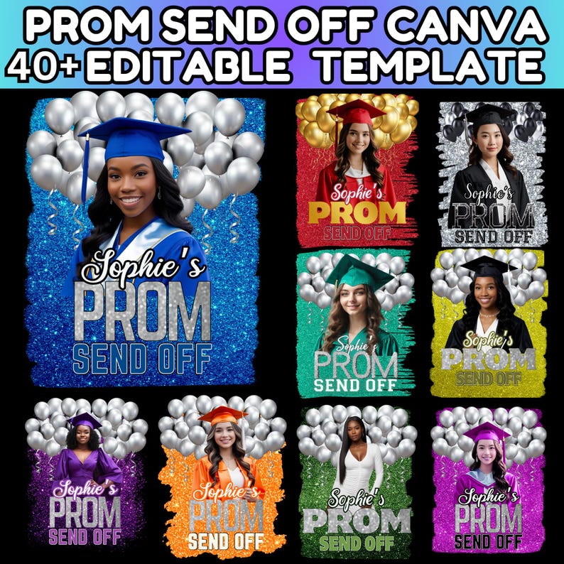 40+ Prom Send off 2025 Canva Editable Bundle, High School Graduation ...