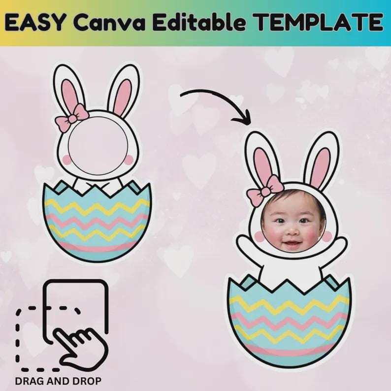 60+ Easter Bunny Photo Template Add Face Activity, Bulletin Board Decor ...
