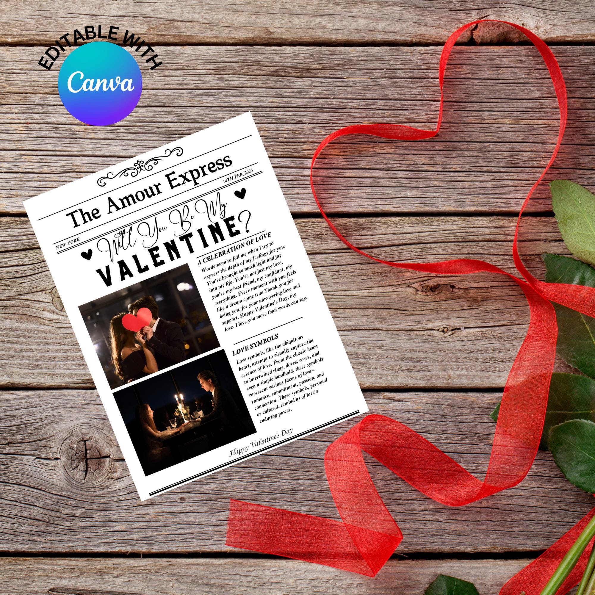 Editable Valentines Day Newspaper Template, Valentines Cupid Post ...