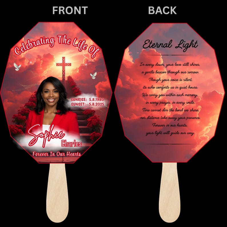 In Loving Memory Memorial Funeral Fan Canva Editable Templates,25 ...