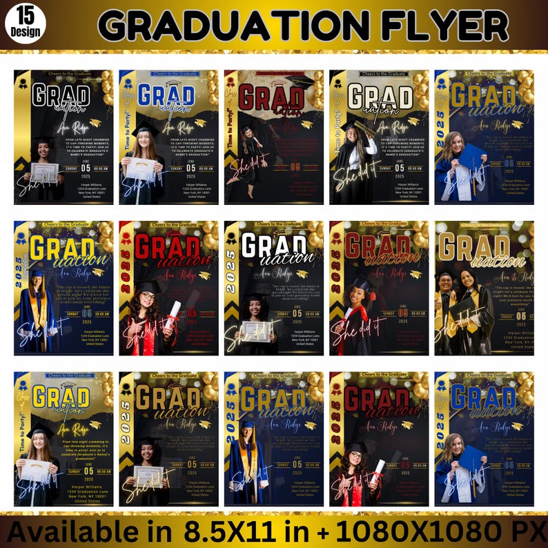 15 Graduation Flyer Template 2025 Canva Editable, Graduation Party ...