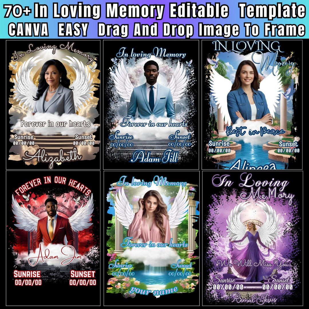 70+ in Loving Memory Design Canva Editable Bundle, Memorial & Funeral ...