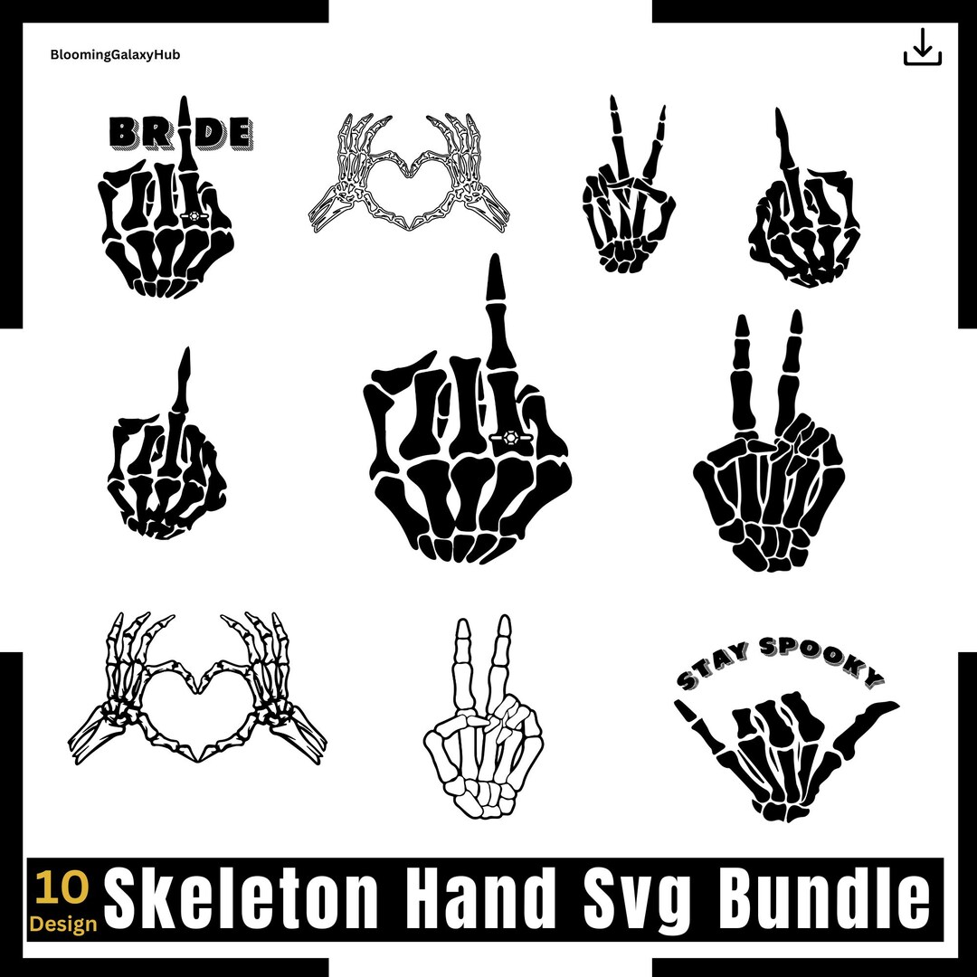 Skeleton Hands SVG, Skeleton Bride Finger Svg, Wedding Ring Finger Svg ...