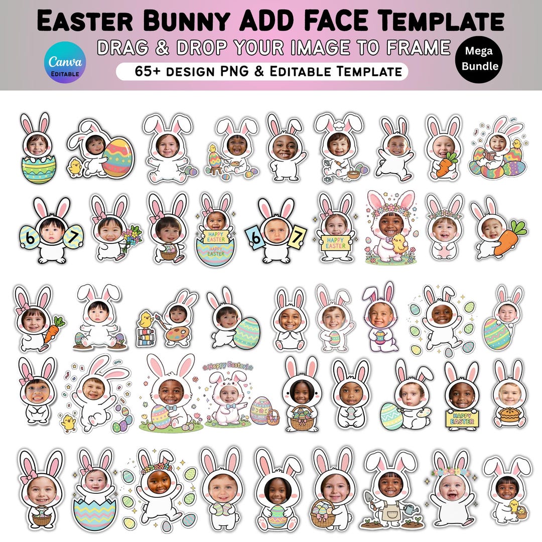 60+ Easter Bunny Photo Template Add Face Activity, Bulletin Board Decor ...