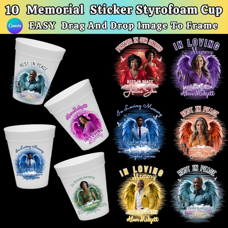 Blue Cup Sticker Template - Etsy