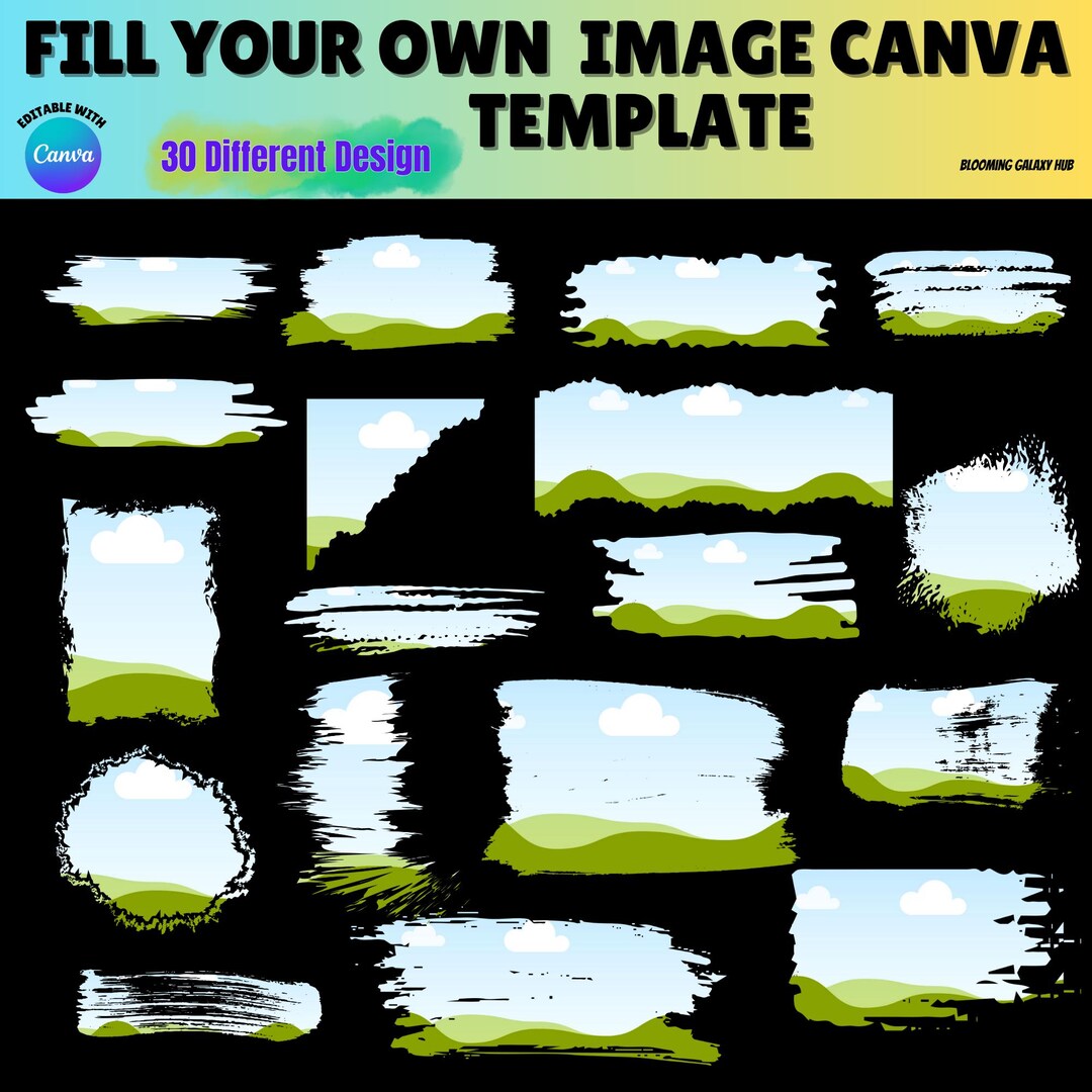 Bleach Effect Distressed Edge Canva Editable Frames Bundle, Fill Your ...