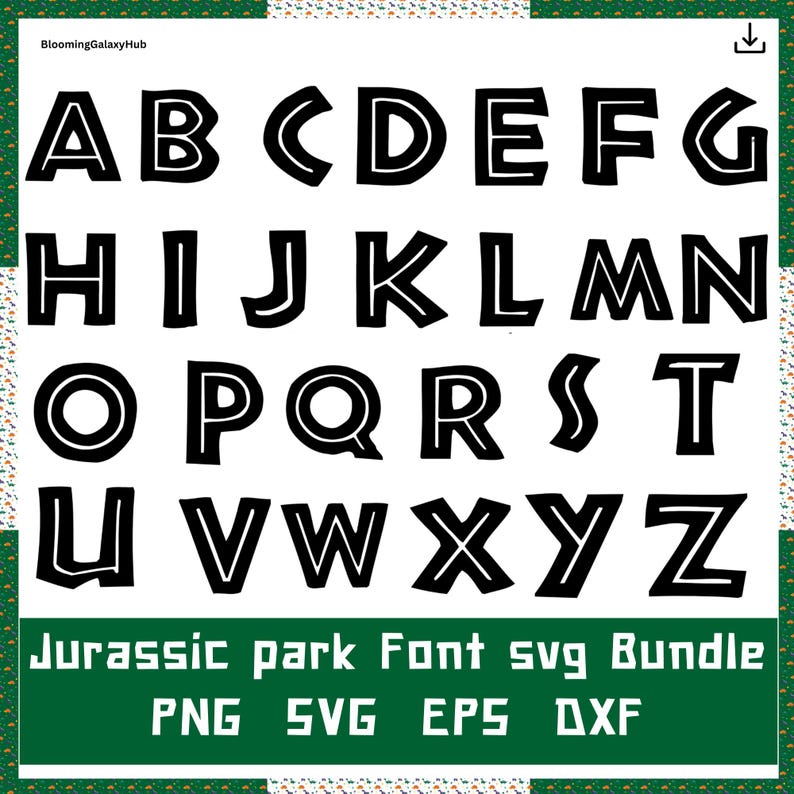 Jurassic Font Svg Bundle, Jurassic Park SVG, Jurassic Alphabet Digital ...