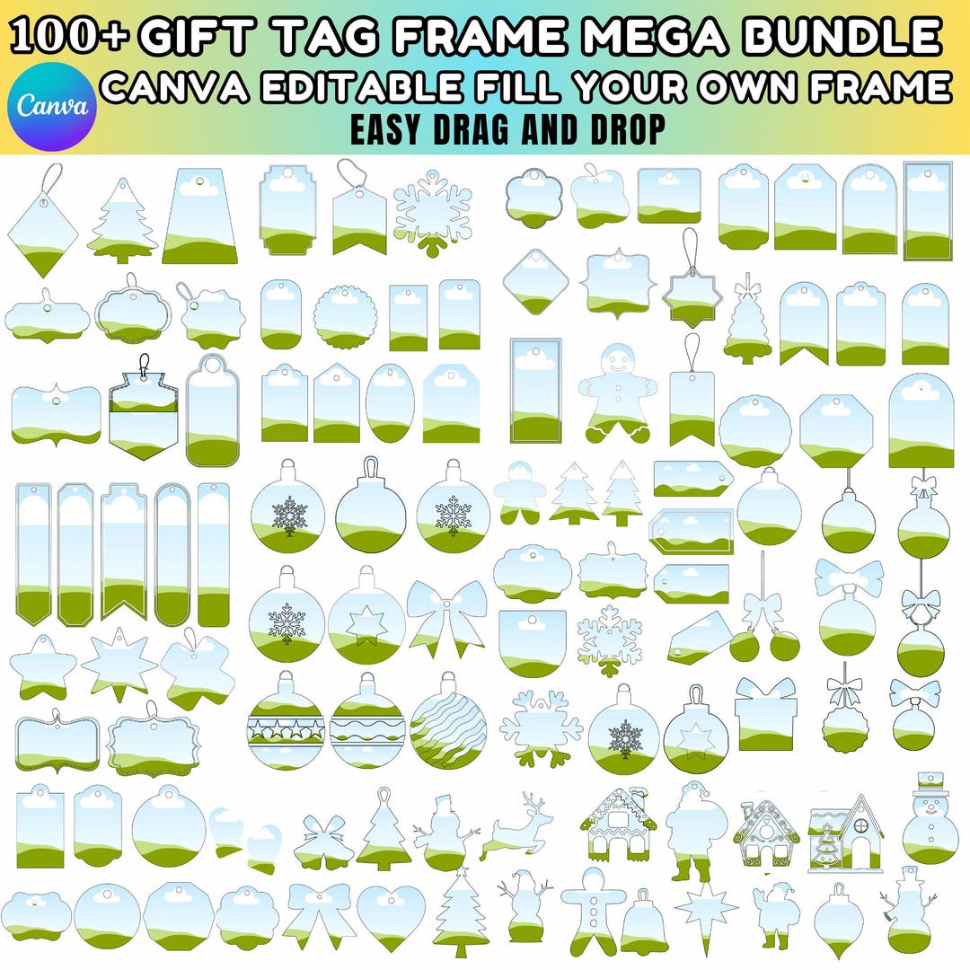 Gift Tag Canva Editable Template Mega Bundle 100+ Designs, Christmas ...