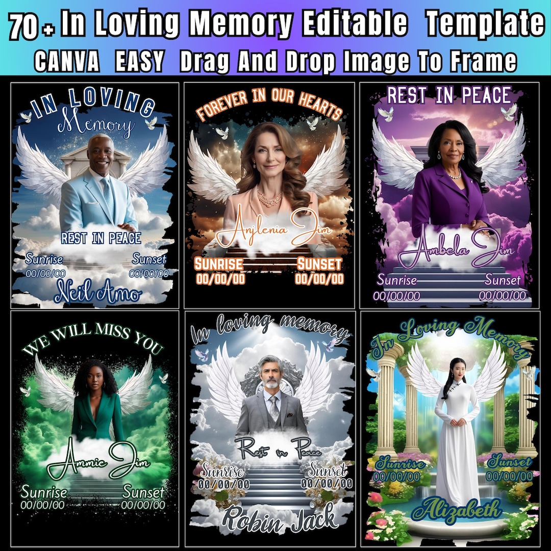 70+ in Loving Memory Design Canva Editable Bundle, Memorial & Funeral ...