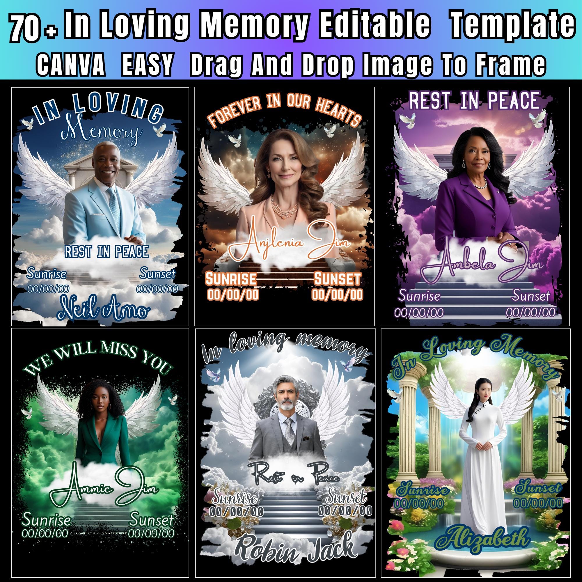 70+ in Loving Memory Design Canva Editable Bundle, Memorial & Funeral ...