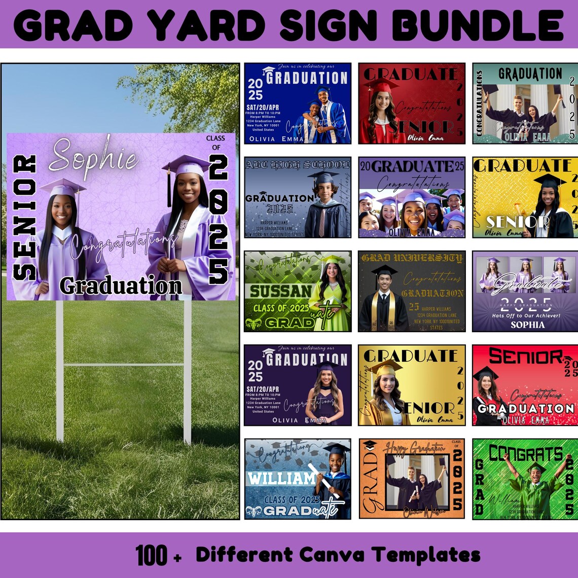 100+ Graduation Yard Sign Canva Editable Templates, Congrats Grad Signs ...