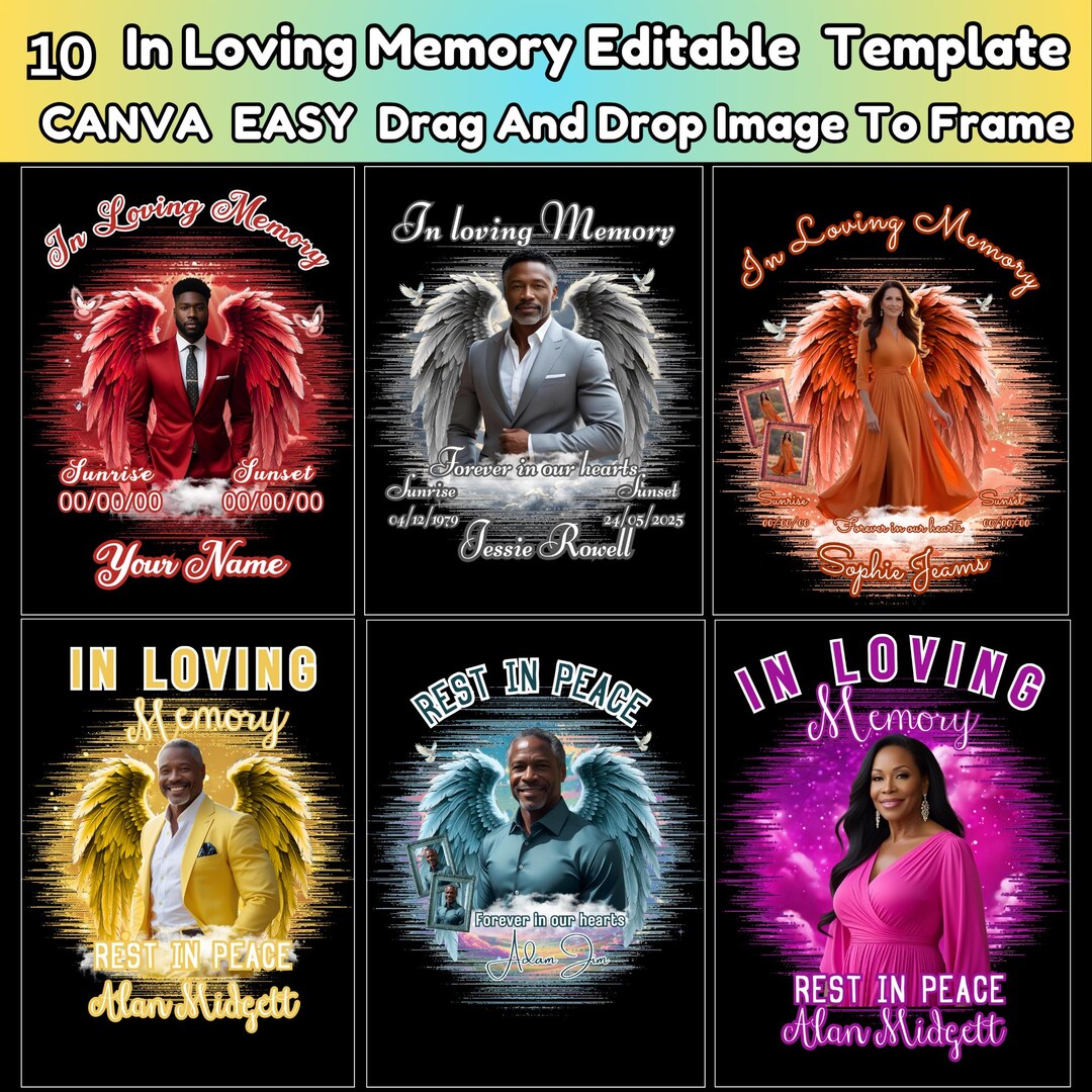 In Loving Memory Design Canva Editable Bundle, Memorial & Funeral ...
