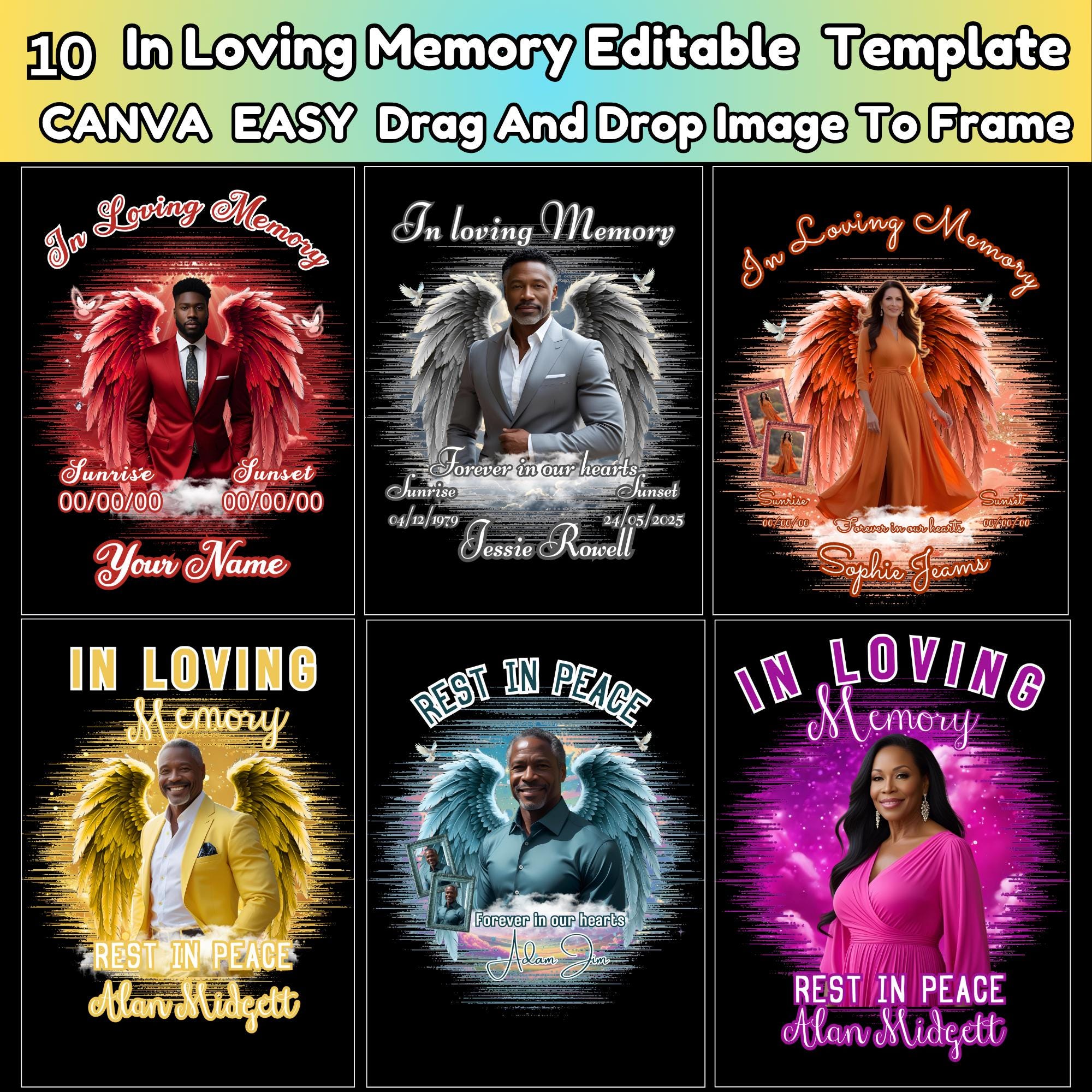 In Loving Memory Design Canva Editable Bundle, Memorial & Funeral ...