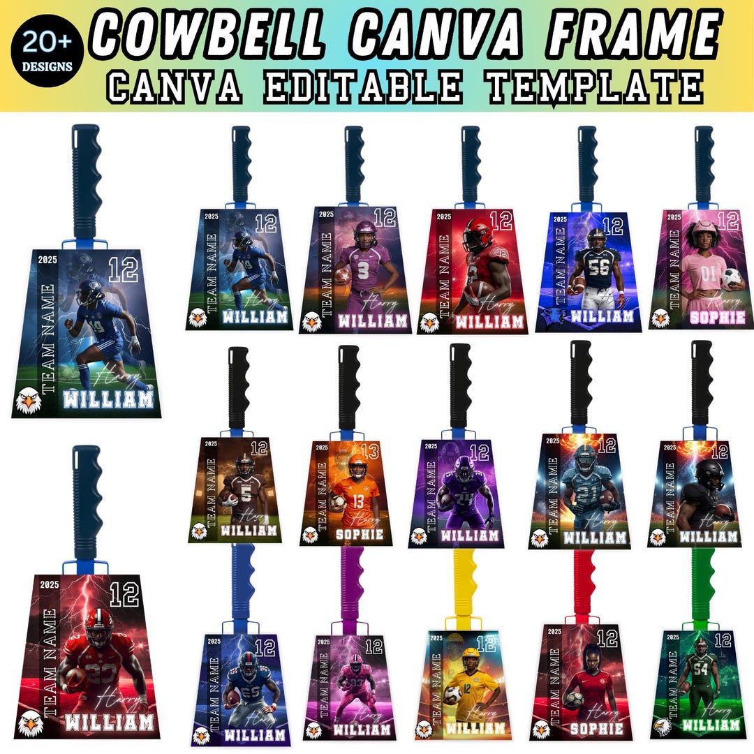 20+ Cowbell Canva Editable Template, Custom Cowbell Design, Game Day ...
