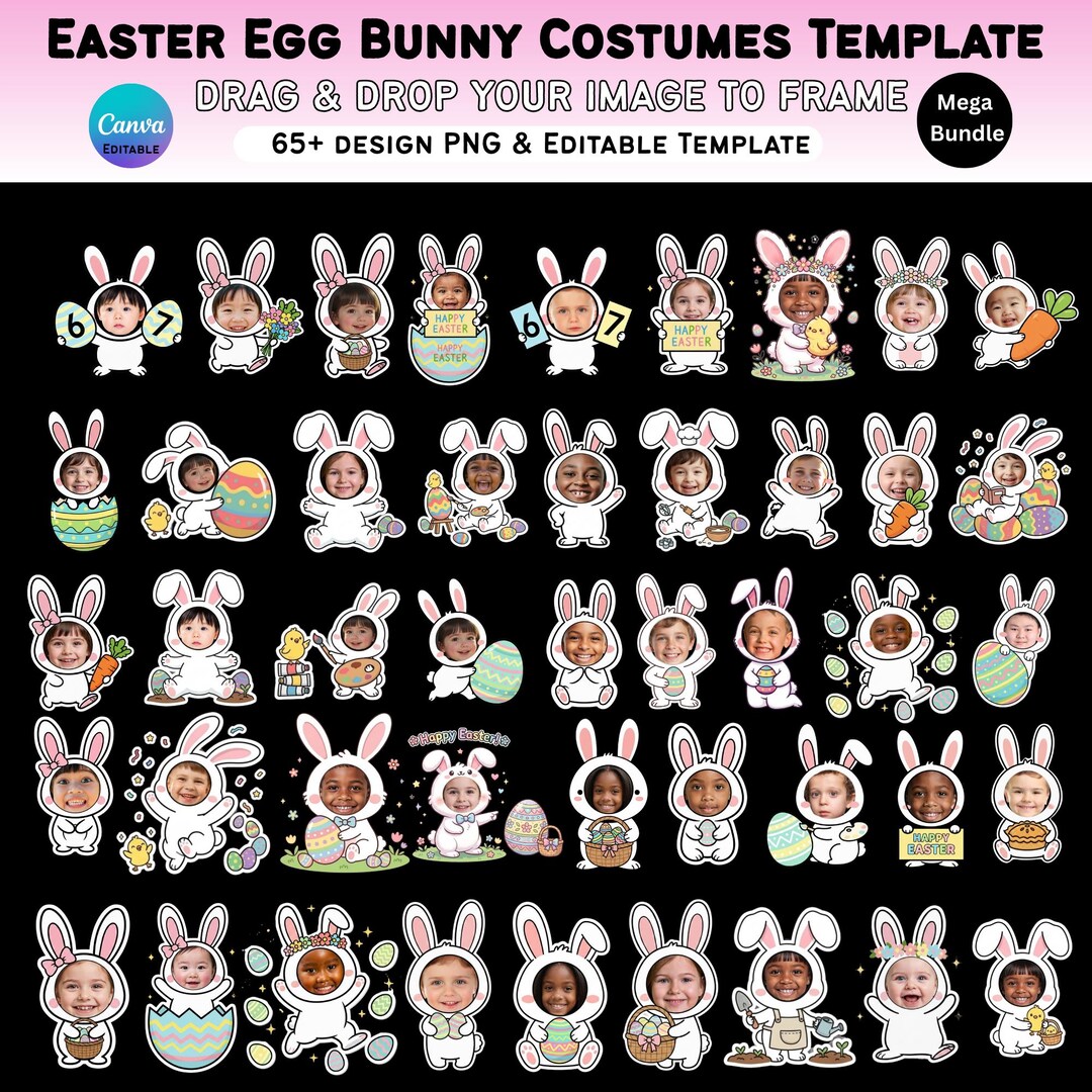 60+ Easter Bunny Photo Template Add Face Activity, Bulletin Board Decor ...