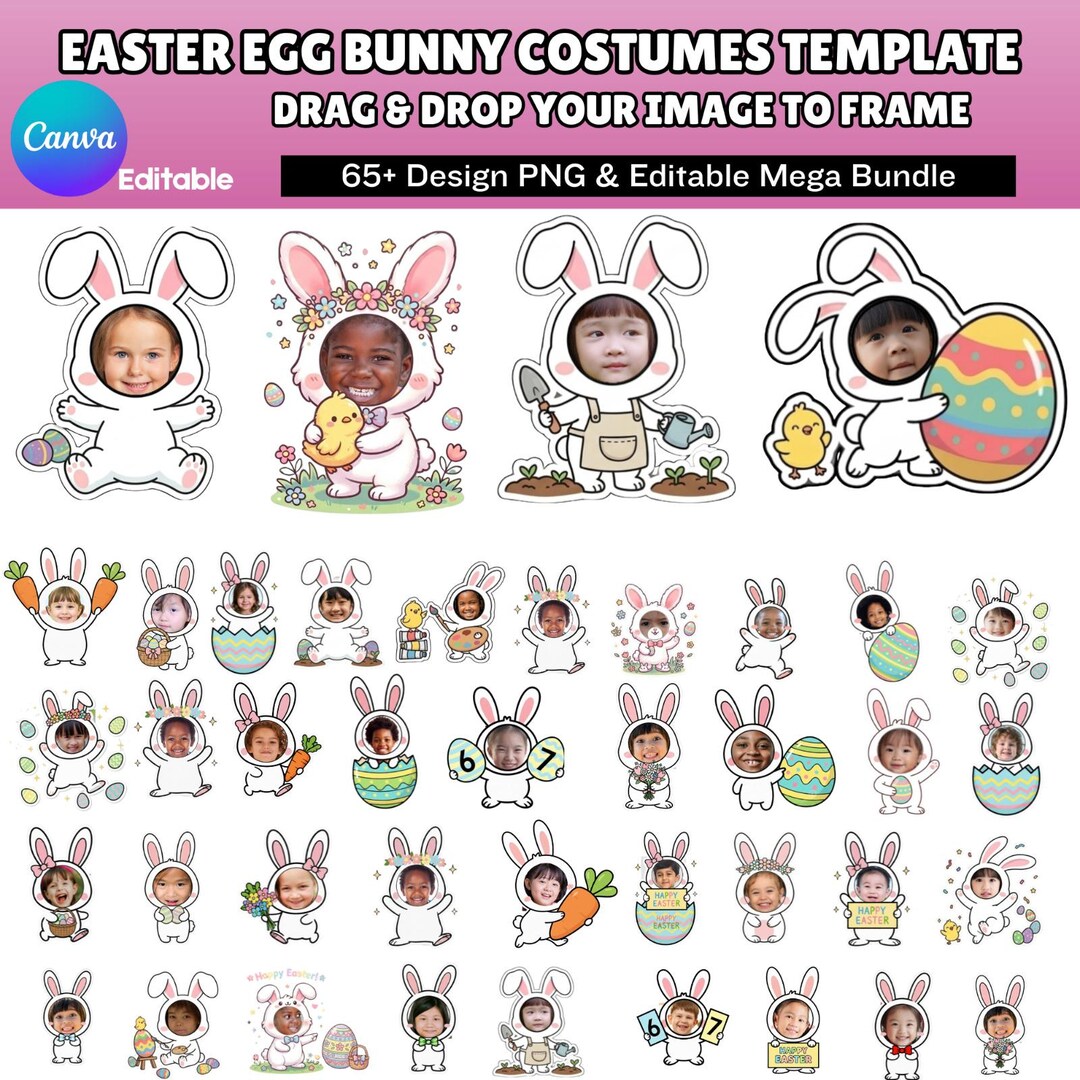 60+ Easter Bunny Photo Template Add Face Activity, Bulletin Board Decor ...