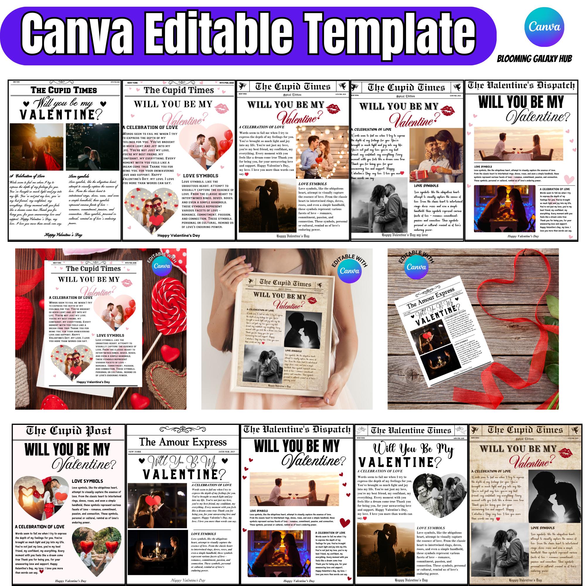 Editable Valentines Day Newspaper Template, Valentines Cupid Post ...