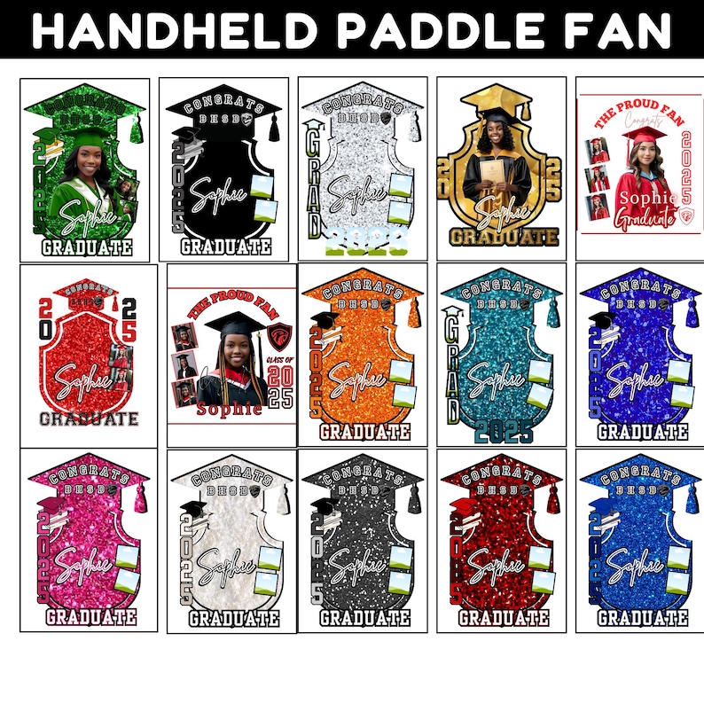 50+ Grad Fan Canva Editable Template, Class of 2026 Graduation Paddle ...