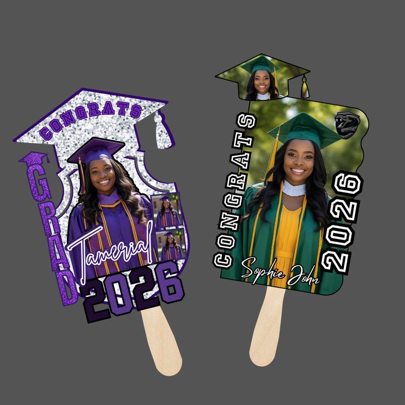 50+ Grad Fan Canva Editable Template, Class of 2026 Graduation Paddle ...