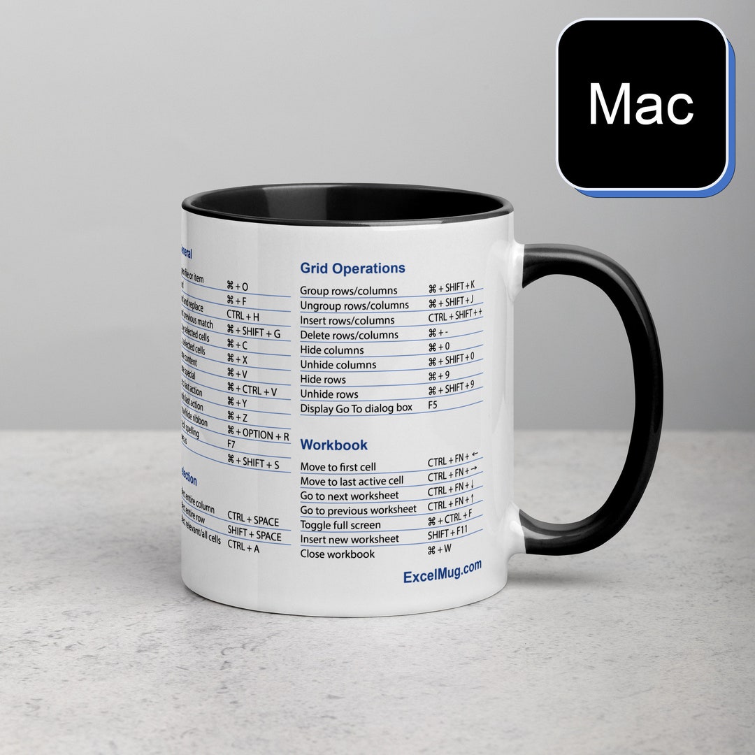 Colored Excel Super Shortcuts Mug (from Tiktok): Nerd Gift Coworker ...