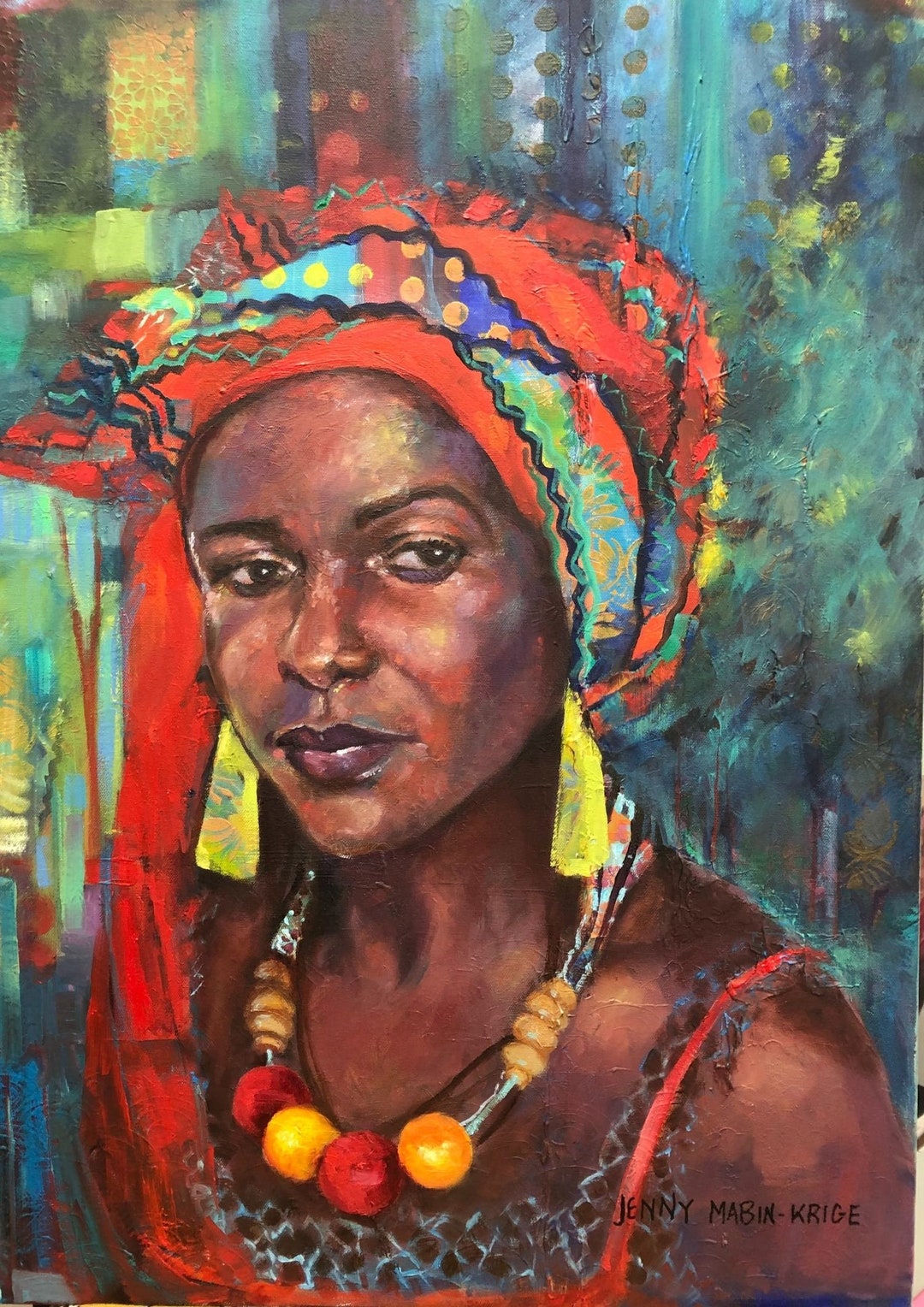 African Woman, Soweto, Vibrant Painting, African Portrait, Oil Painting ...