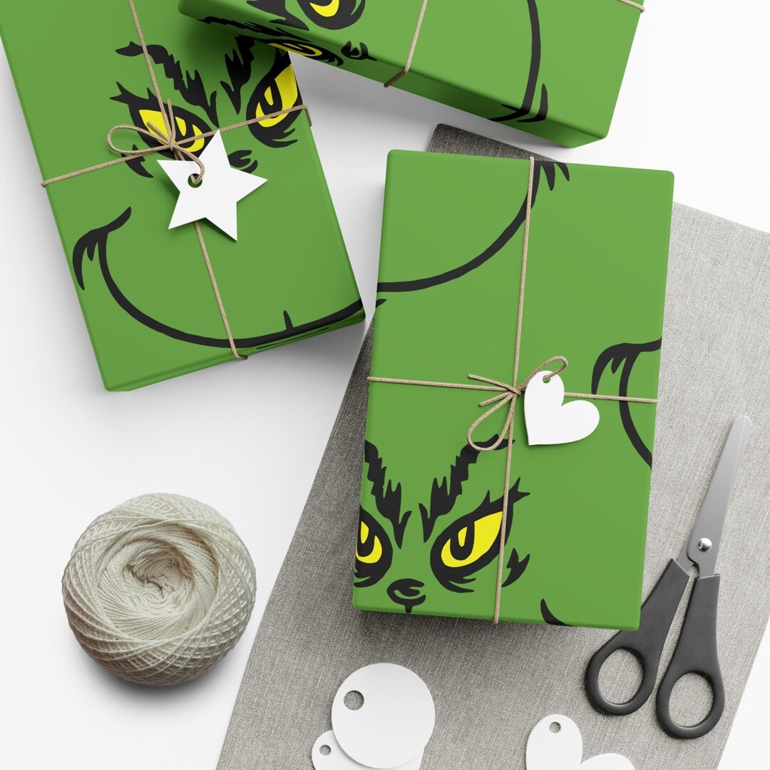 Grinch Gift Wrap Fun Holiday Wrapping Paper for Christmas, Eco-friendly ...