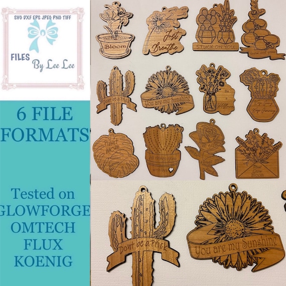 Digital Laser Cut File 12 Keyring SVG BUNDLE floral - Etsy