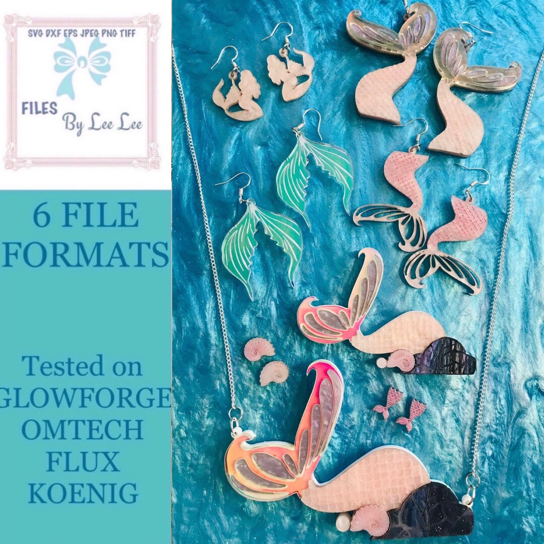 Digital Laser Cut File, Mermaid , Mermaid Tails, Laser File, Jewelry ...