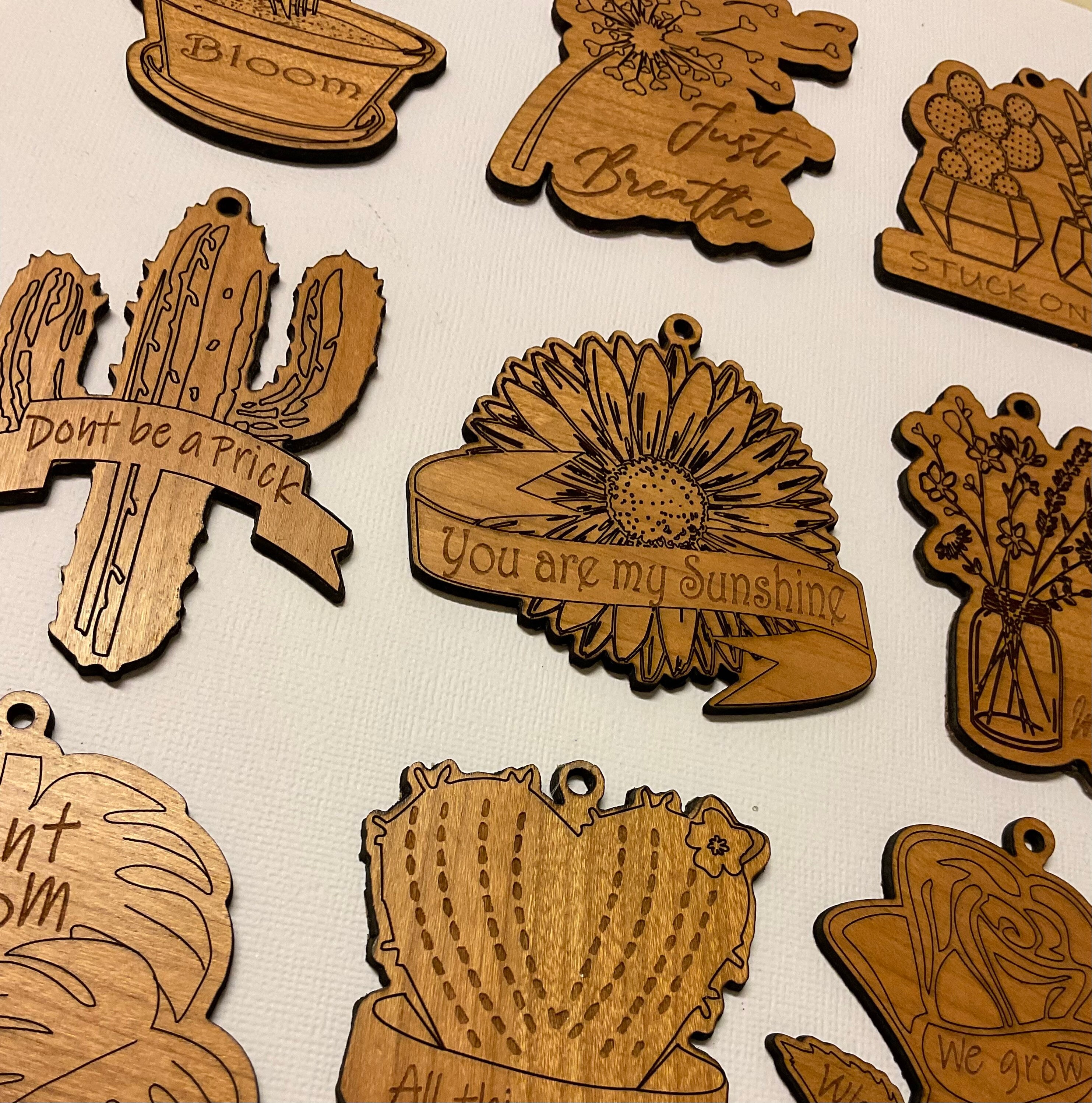 Digital Laser Cut File, 12 Keyring SVG BUNDLE ,floral Keychains ...