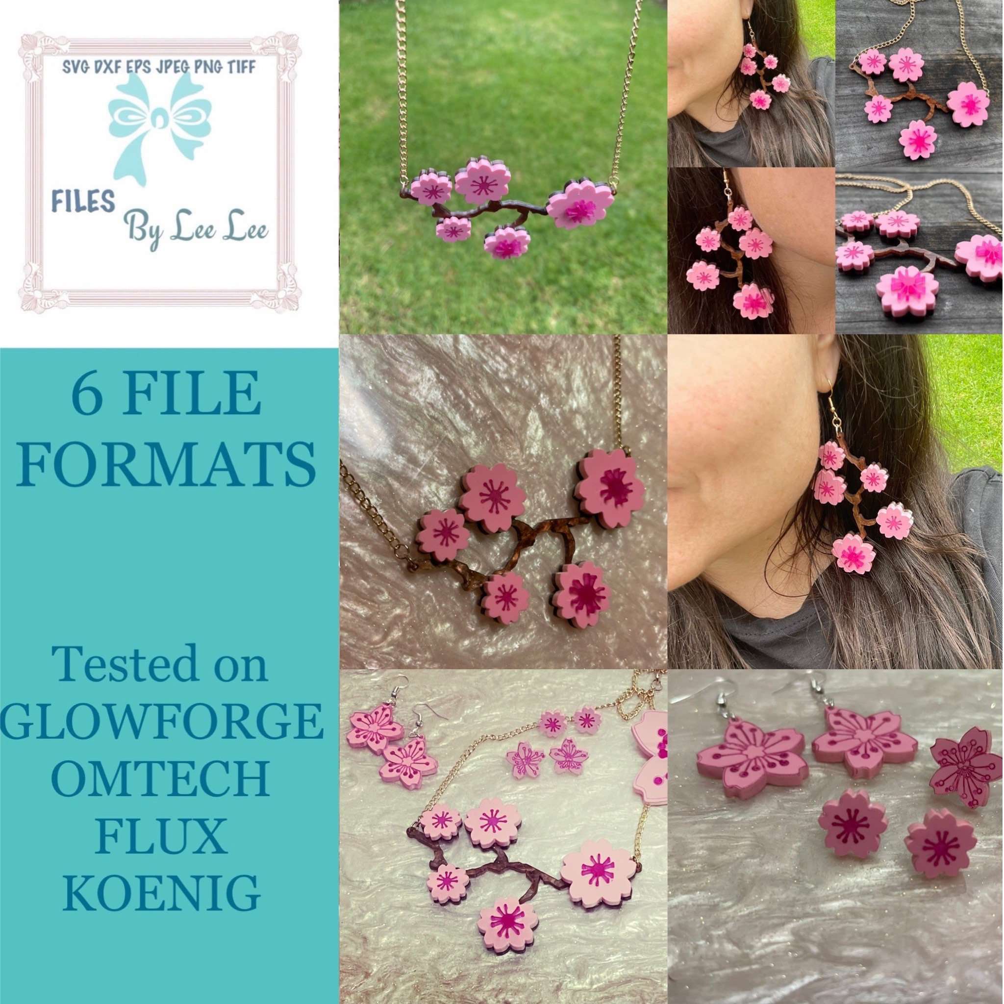 Digital Laser Cut File Cherry Blossom flower Jewelry Cut - Etsy