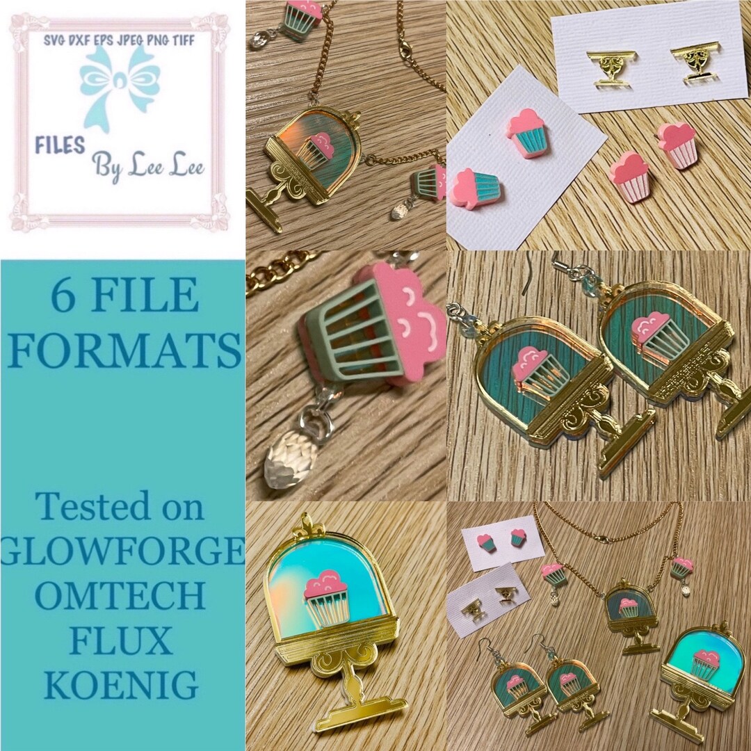 Digital Laser Cut File, Cupcake Cloche Jewelry Laser File, Bakery Theme ...