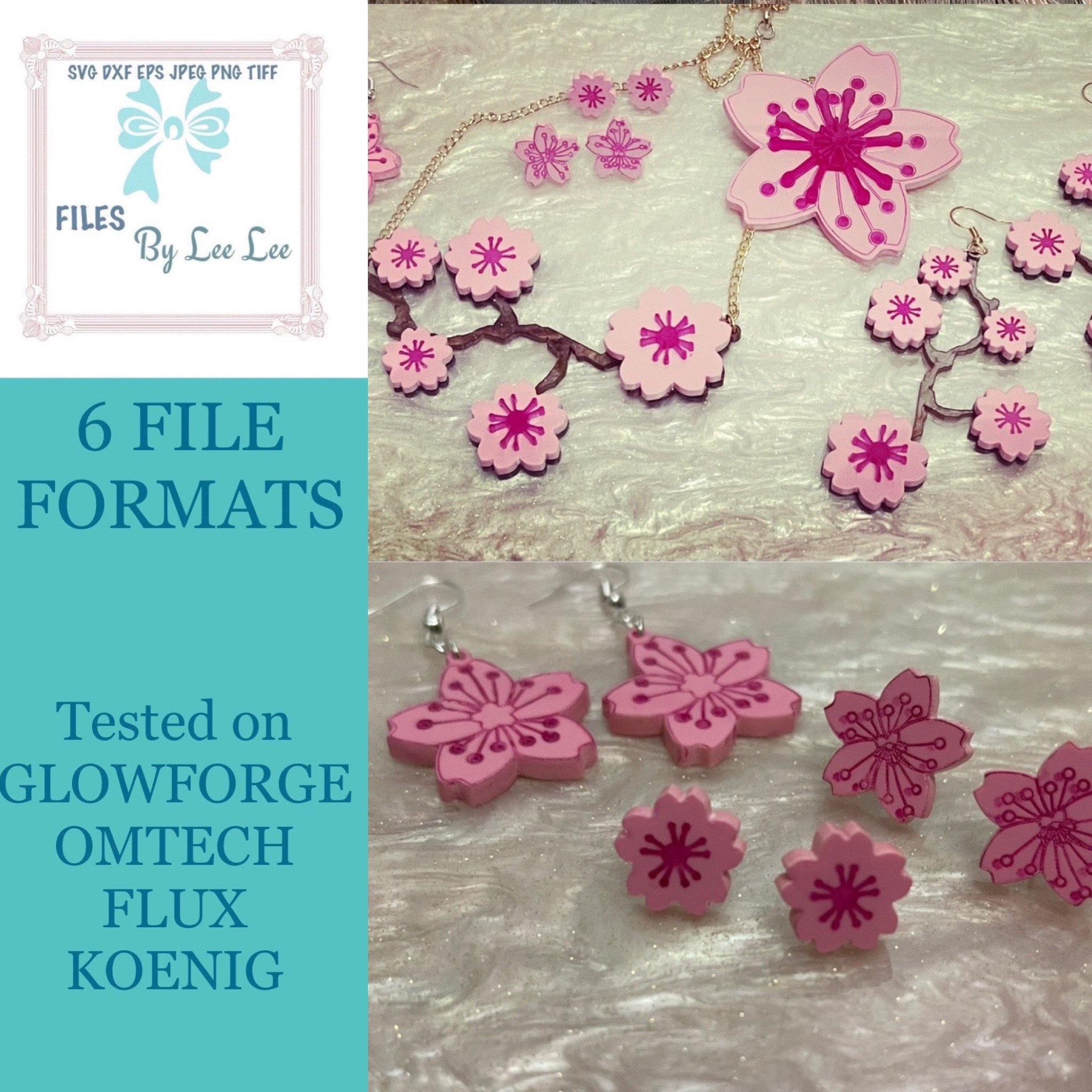 Digital Laser Cut File Cherry Blossom flower Jewelry Cut - Etsy